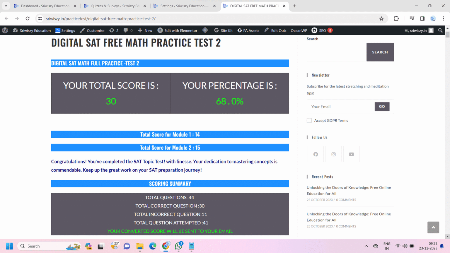 Free Digital SAT Full Length Practice Test - EDGENext Learning