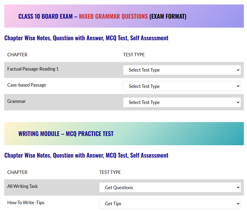 Class 10 – English Grammar Practice Test - NCERT - EDGENext Learning
